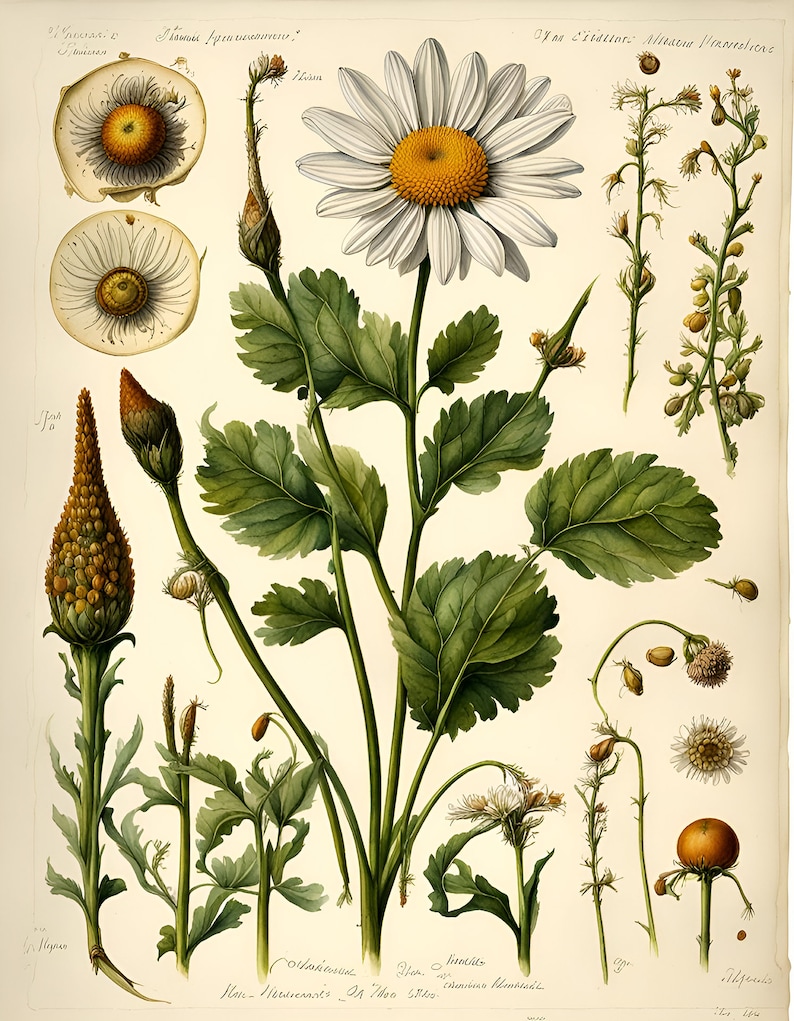 Botanicals: Daisy. Digital Downloads for Cards, Puzzles, Wrapping Paper ...