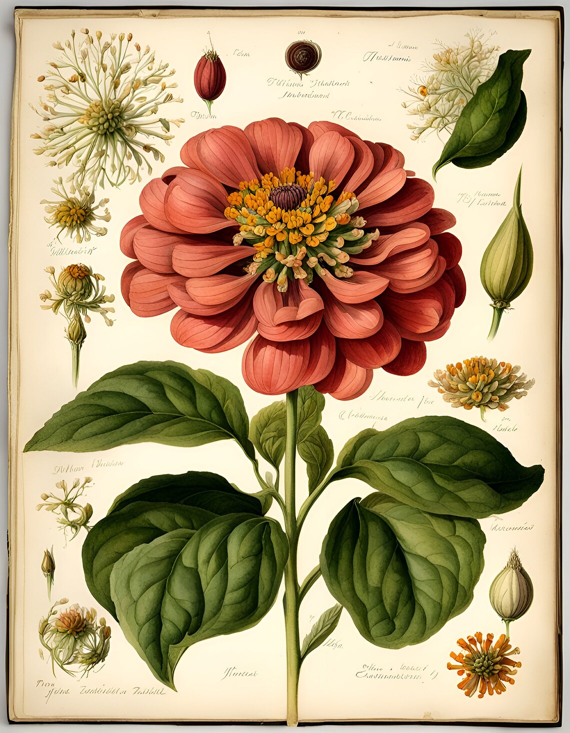Botanicals: Zinnia. Digital Downloads for Cards, Puzzles, Wrapping ...