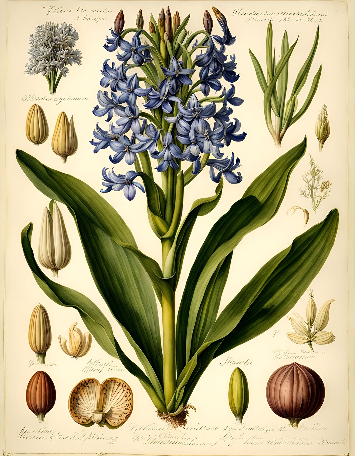Botanicals: Hyacinth. Digital Downloads for Cards, Puzzles, Wrapping ...