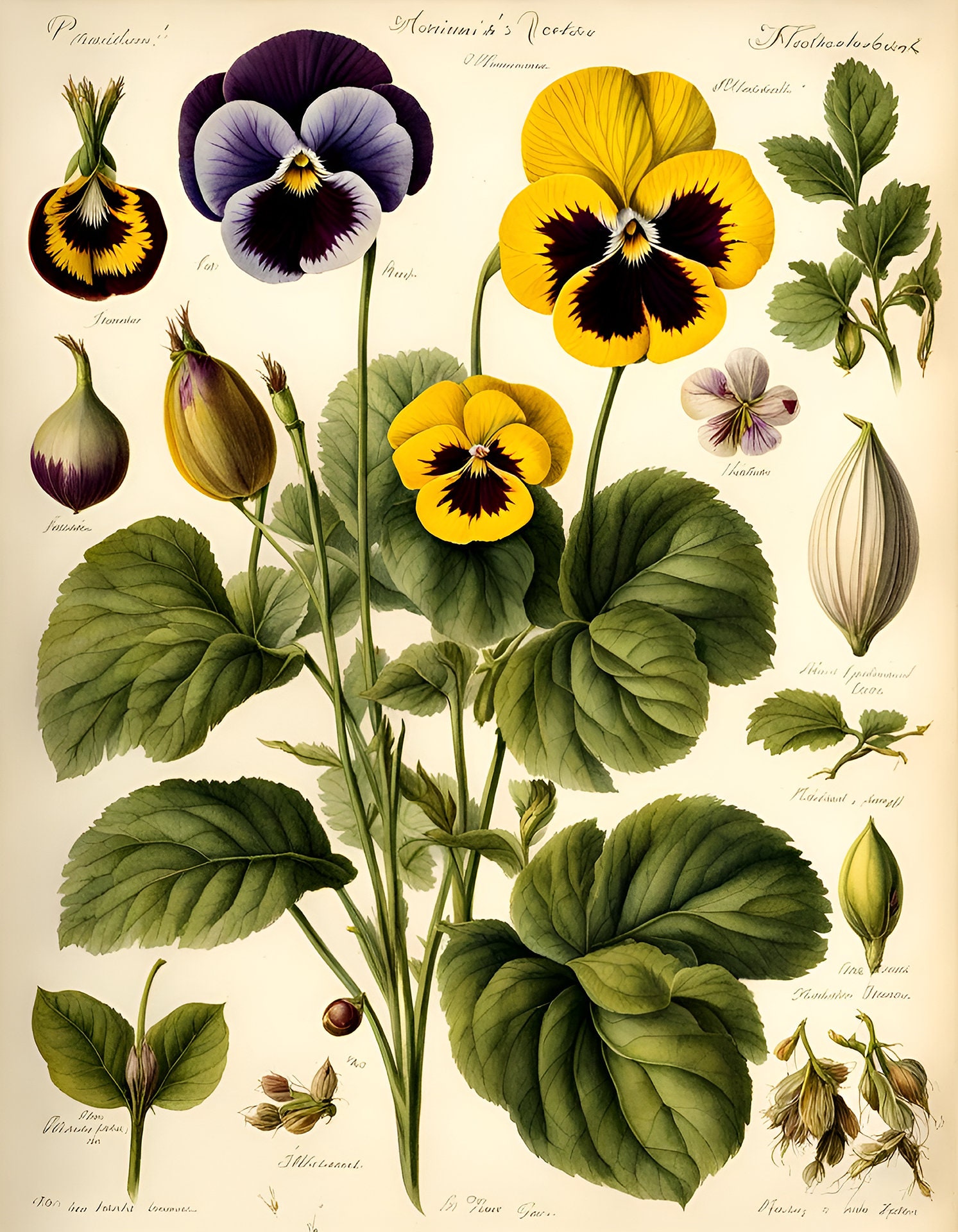 Botanicals: Pansy. Digital Downloads for Cards, Puzzles, Wrapping Paper ...