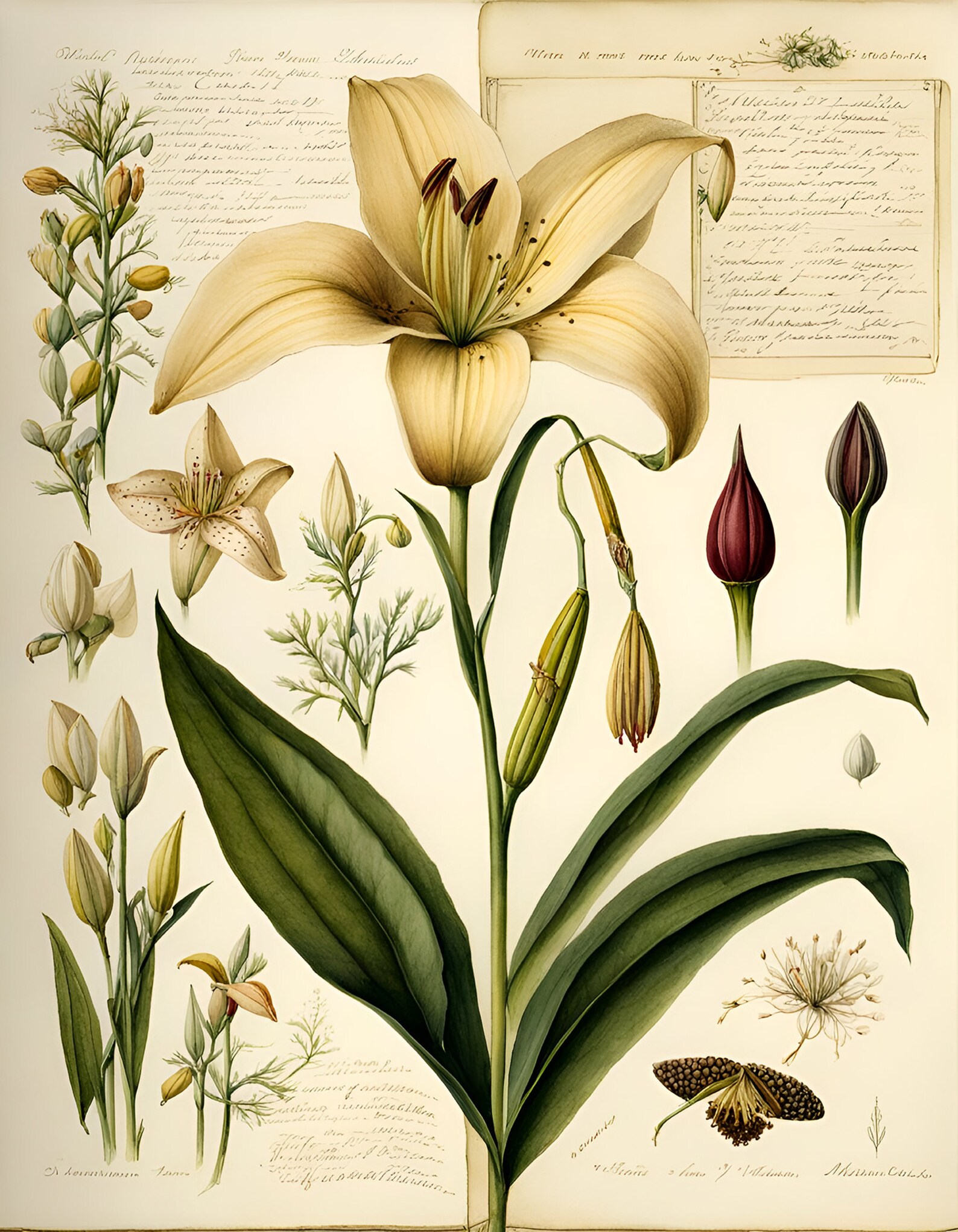 Botanicals: Lily. Digital Downloads for Cards, Puzzles, Wrapping Paper ...