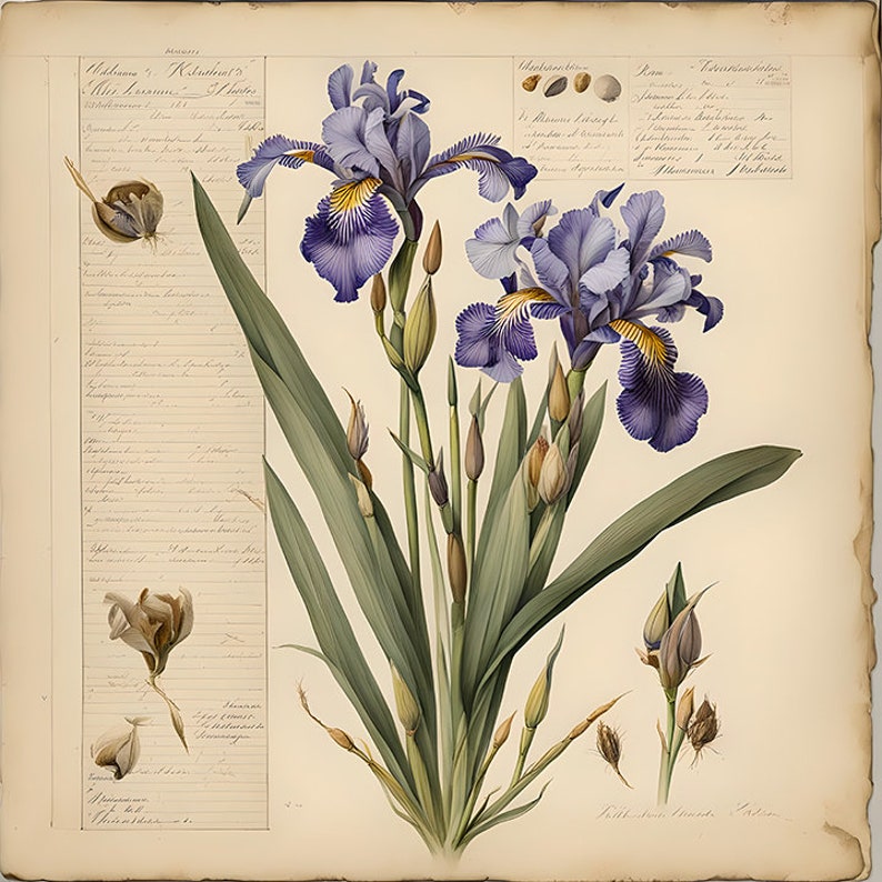 Botanicals: Iris. Digital Downloads for Cards, Puzzles, Wrapping Paper ...