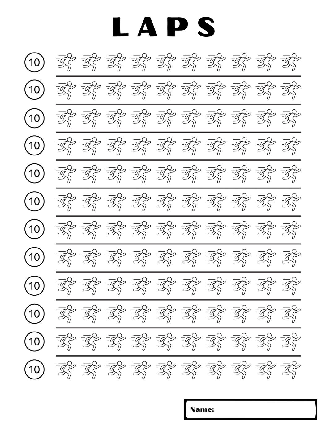 Kids' Running Laps Tracker Digital Downloadable Printable Fun Behavior ...