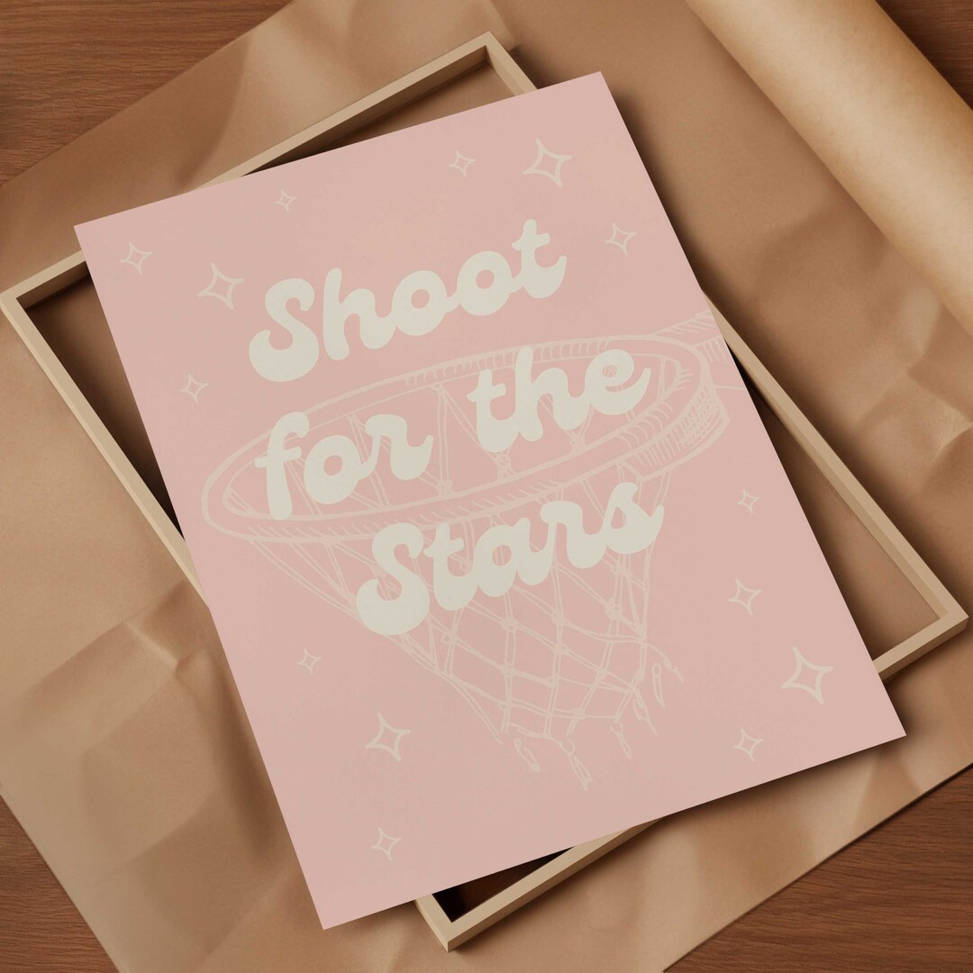 Pink Basketball Netball Shoot for the Stars A3 A4 Download Art Print I ...