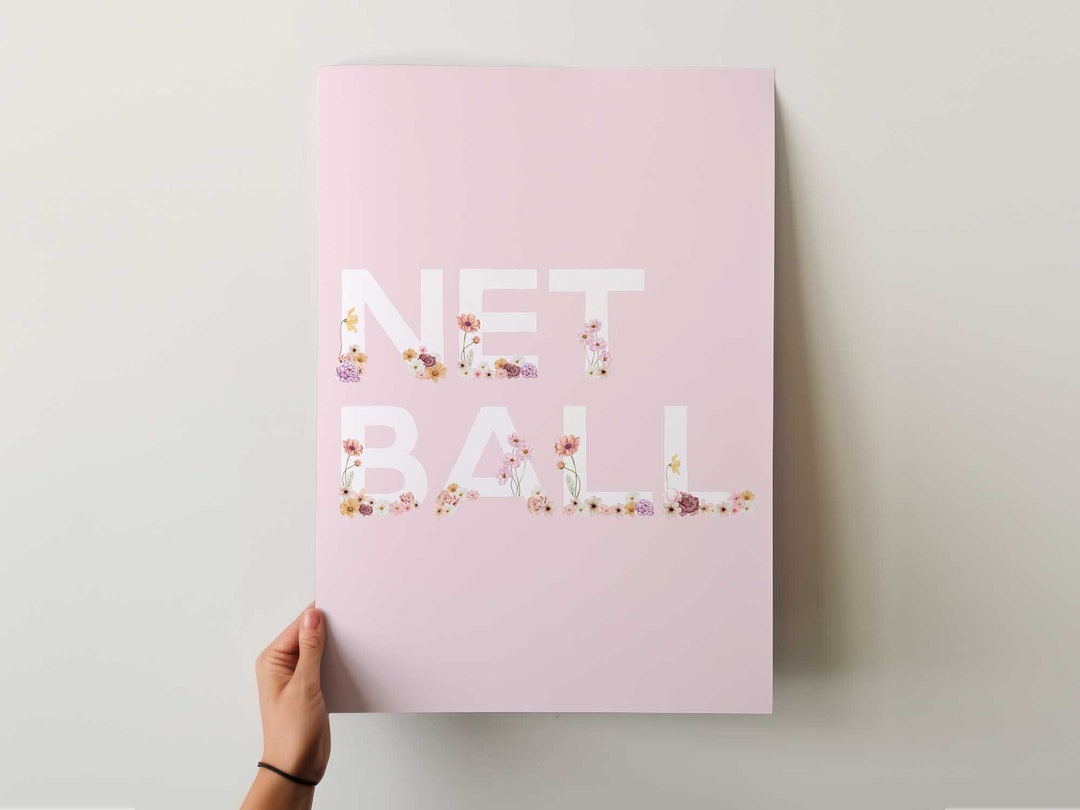 Floral Netball Digital Art Print, Printable Art, Home Decor Gift, Girls ...