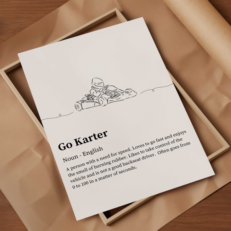 Go Kart Digital Art Print, Go Karting, Boys Room, Teenage Room Decor ...