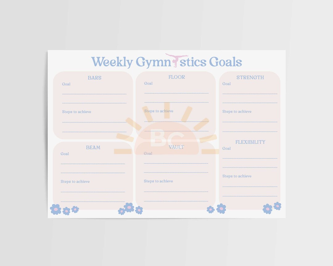 Gymnastics Weekly Goal Sheet I Achievements I Printablei Planner I Goal ...