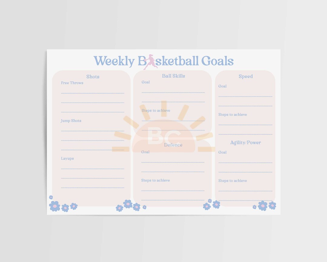 Basketball Weekly Goal Sheet I Achievements I Printable Planner I Goal ...