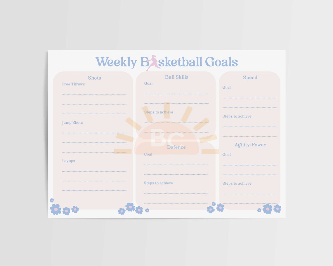 Basketball Weekly Goal Sheet I Achievements I Printable Planner I Goal ...