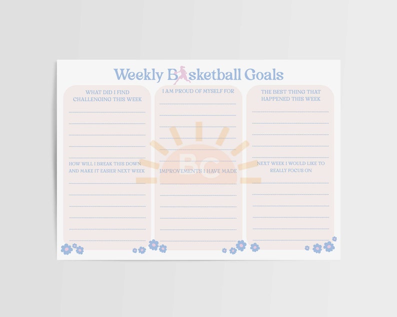Basketball Weekly Goal Sheet I Achievements I Printable Planner I Goal ...