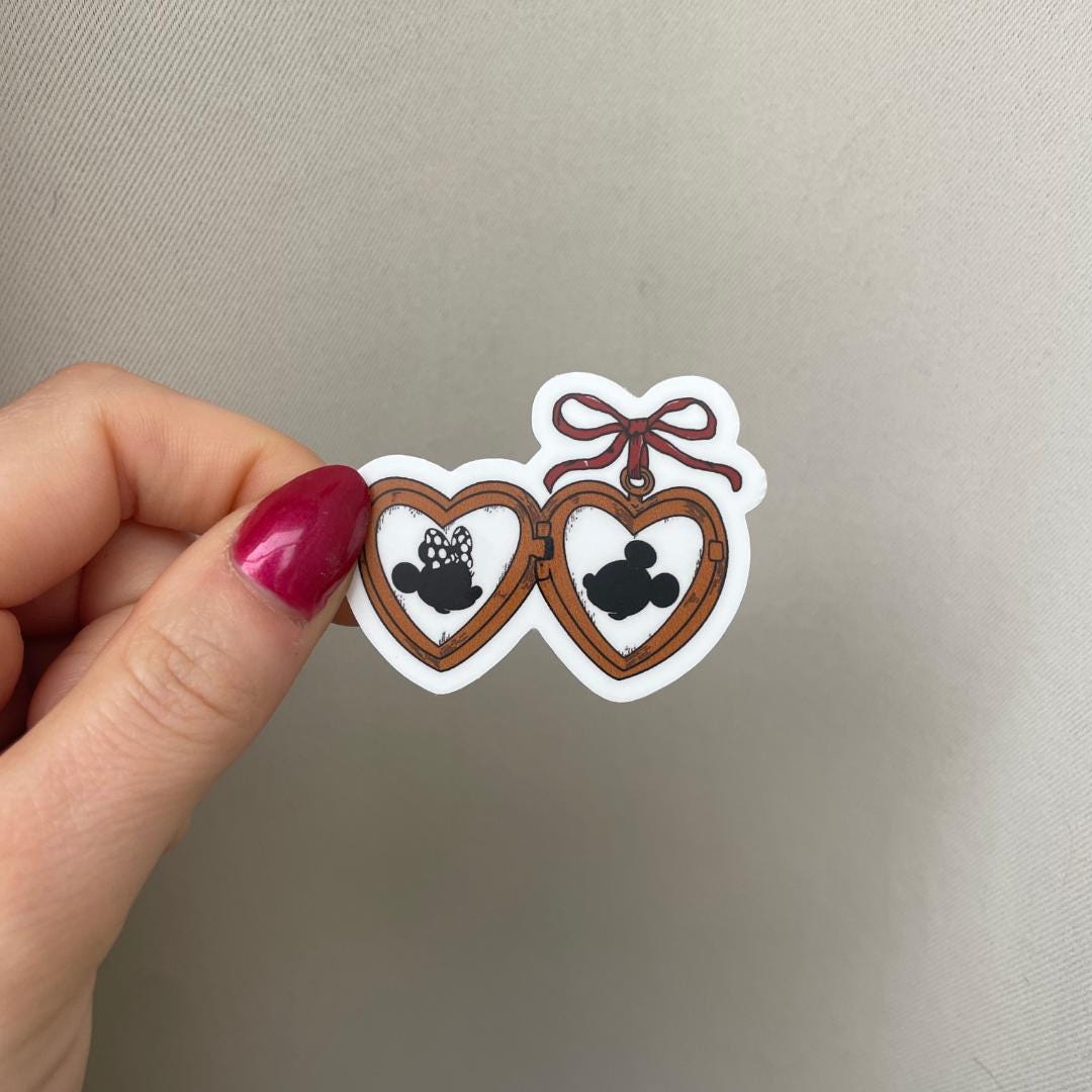 Die-cut Sticker Disney Mickey and Minnie Love Locket Vintage Sticker ...