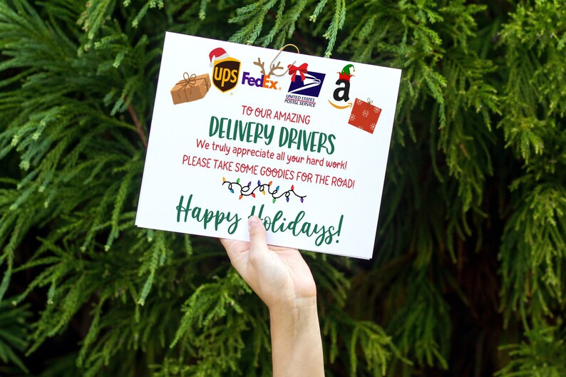 Delivery Driver Thank You, Printable UPS Fedex USPS Amazon, Printable ...