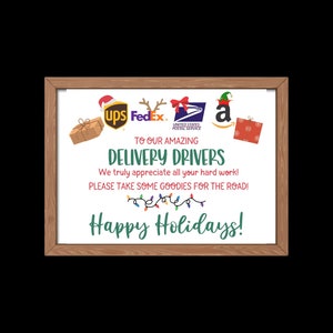 Delivery Driver Thank You, Printable UPS Fedex USPS Amazon, Printable ...