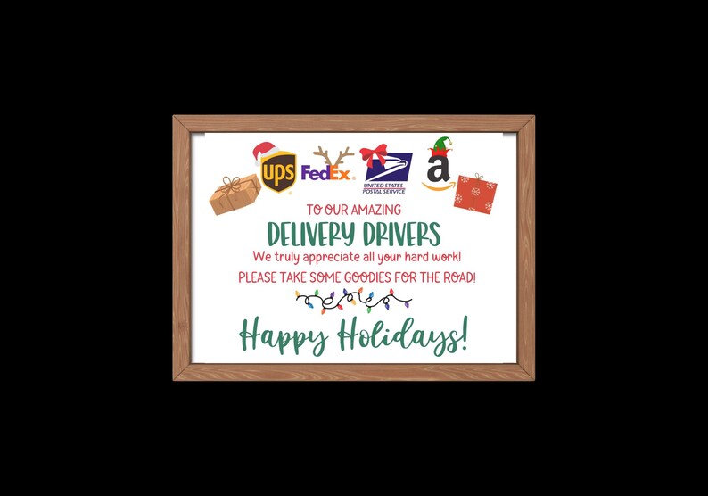 Delivery Driver Thank You, Printable UPS Fedex USPS Amazon, Printable ...