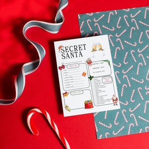 Secret Santa List, Printable Secret Santa List, Printable Download - Etsy