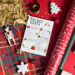 Secret Santa List, Printable Secret Santa List, Printable Download - Etsy