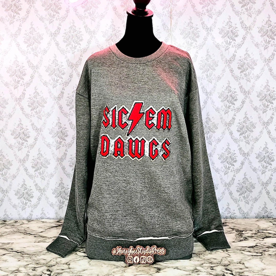 UGA Sic Em Dawgs Chenille & Glitter Sweatshirt University of Georgia ...
