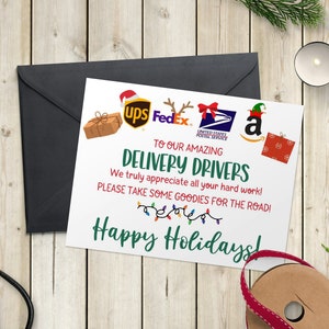 Delivery Driver Thank You, Printable UPS Fedex USPS Amazon, Printable ...