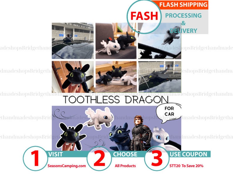 Toothless Dragon Car Accessory and Plush Toy With Waving Wings How to ...