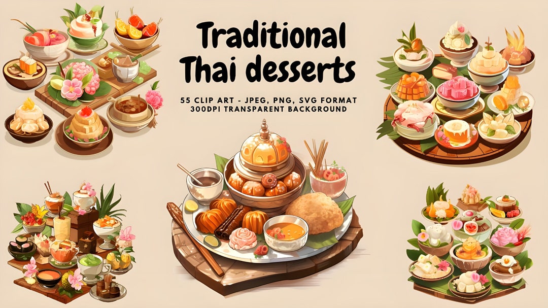 Traditional Thai Dessert Clipart, PNG JPEG SVG Instant Download ...