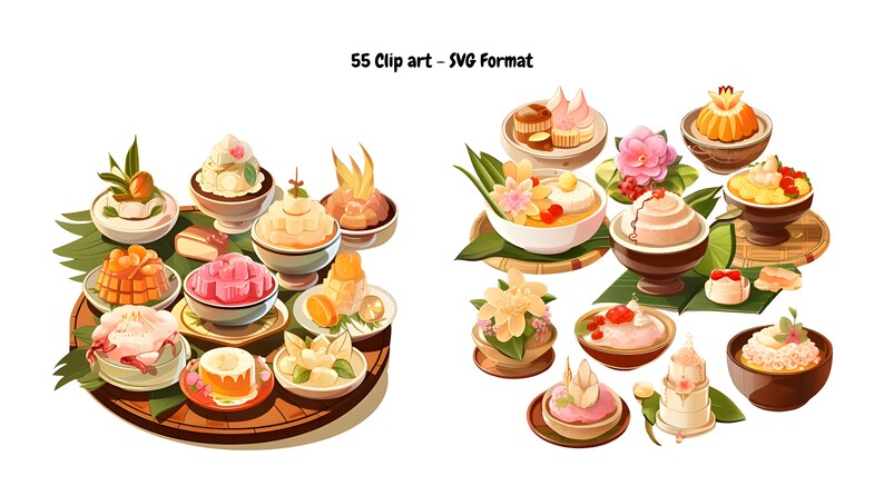 Traditional Thai Dessert Clipart, PNG JPEG SVG Instant Download ...