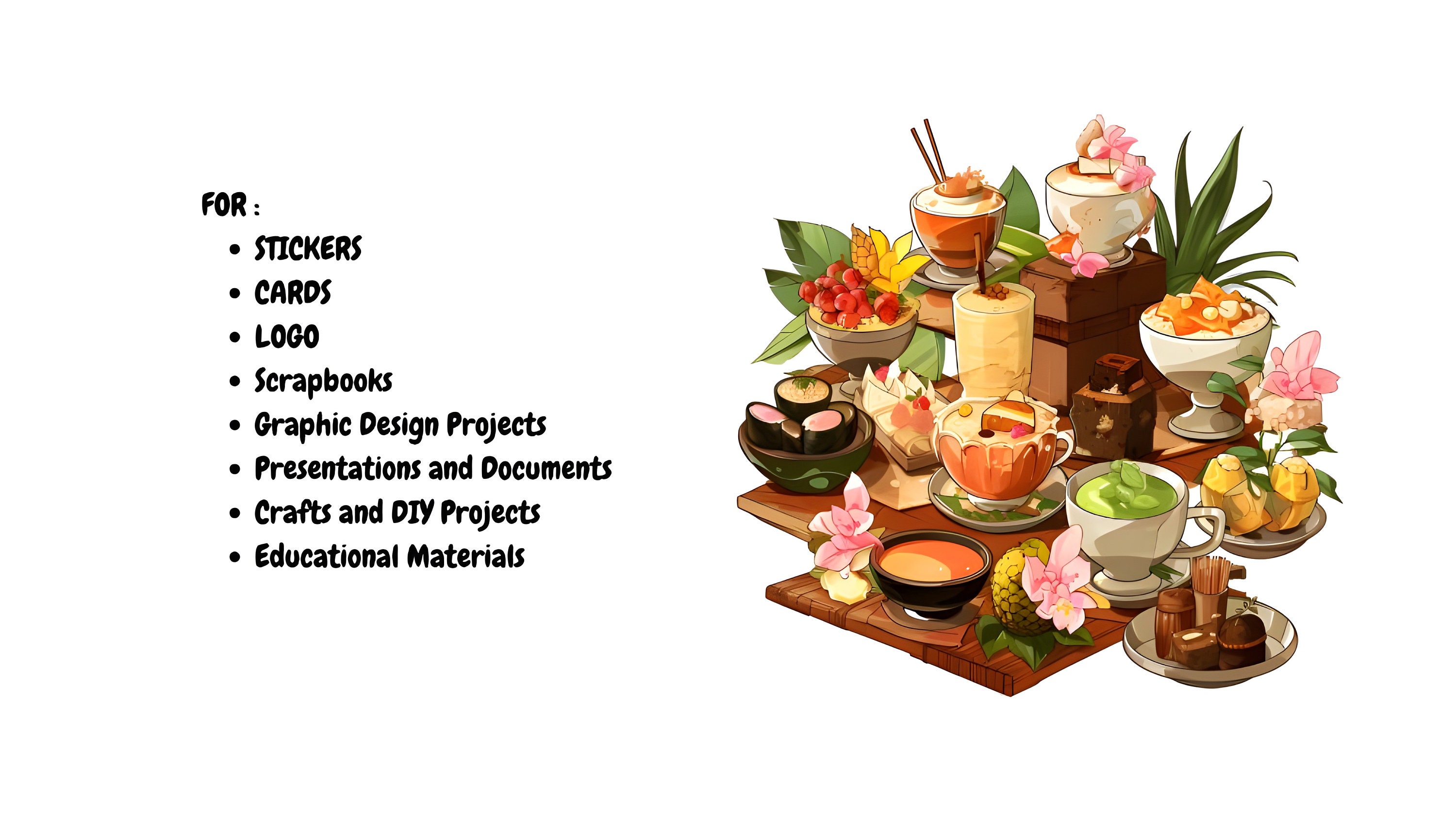 Traditional Thai Dessert Clipart, PNG JPEG SVG Instant Download ...