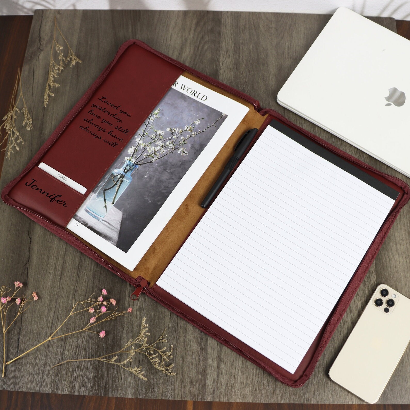 Personalized Leather Portfolio Personalized Refillable - Etsy