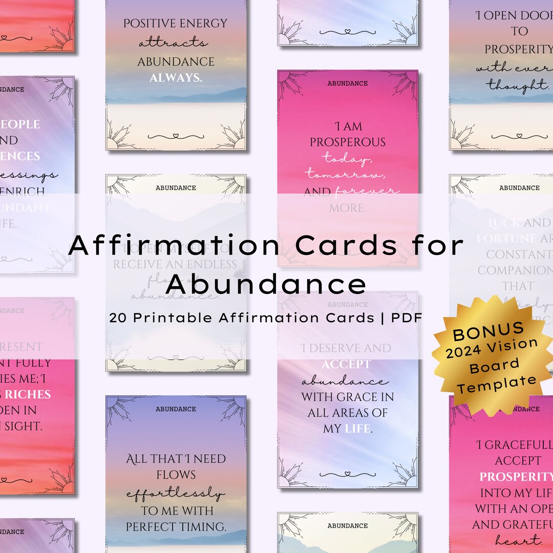 Affirmation Cards Printable Affirmation Deck for Abundance - Etsy