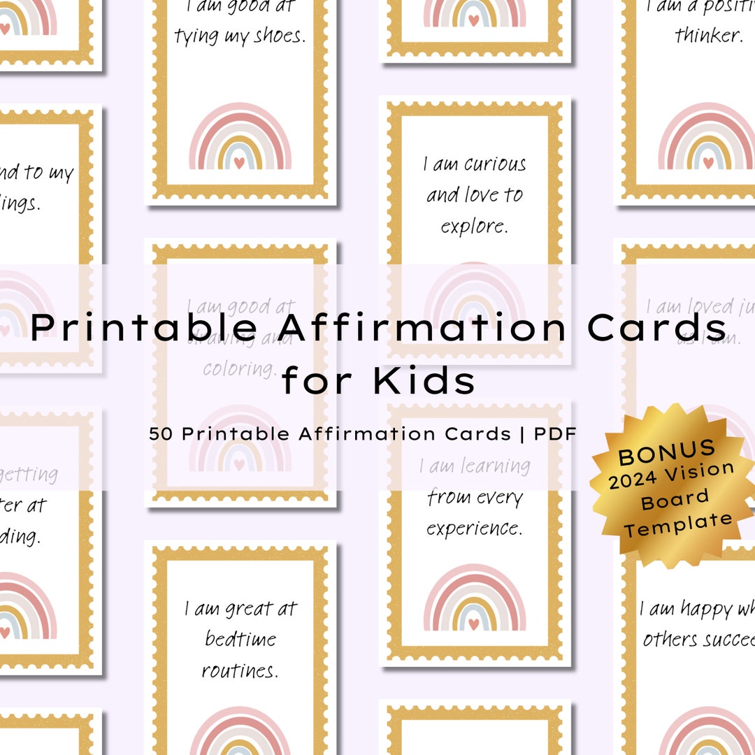 50 Affirmation Cards for Kids Printable Encouraging Cards - Etsy