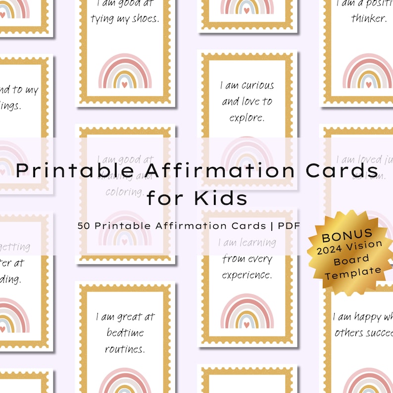 50 Affirmation Cards for Kids Printable Encouraging Cards - Etsy