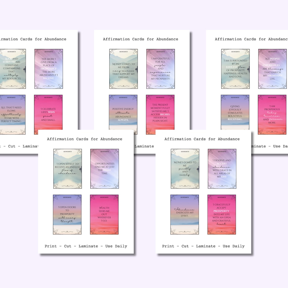 Affirmation Cards Printable Affirmation Deck for Abundance - Etsy