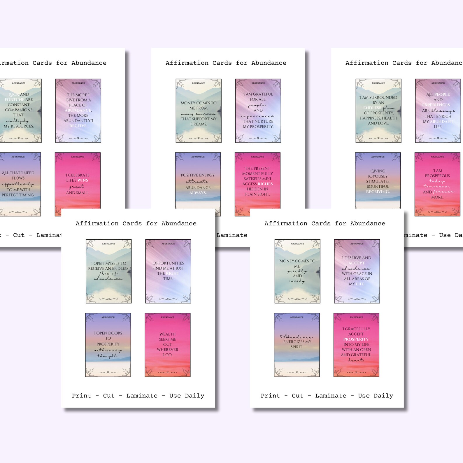 Affirmation Cards Printable Affirmation Deck for Abundance - Etsy
