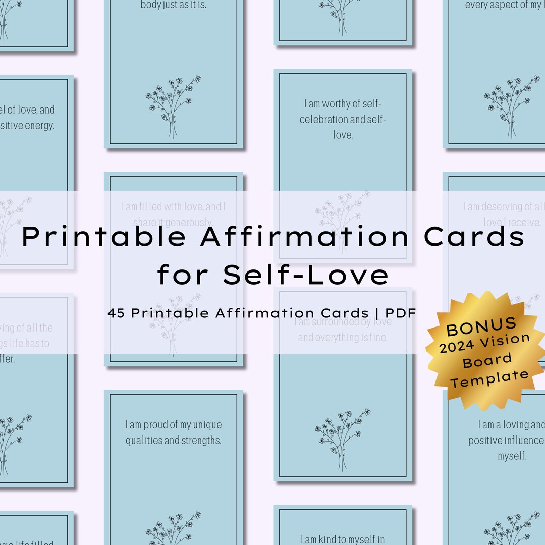 Printable Self-love Affirmation Cards: Boost Confidence & Manifest ...