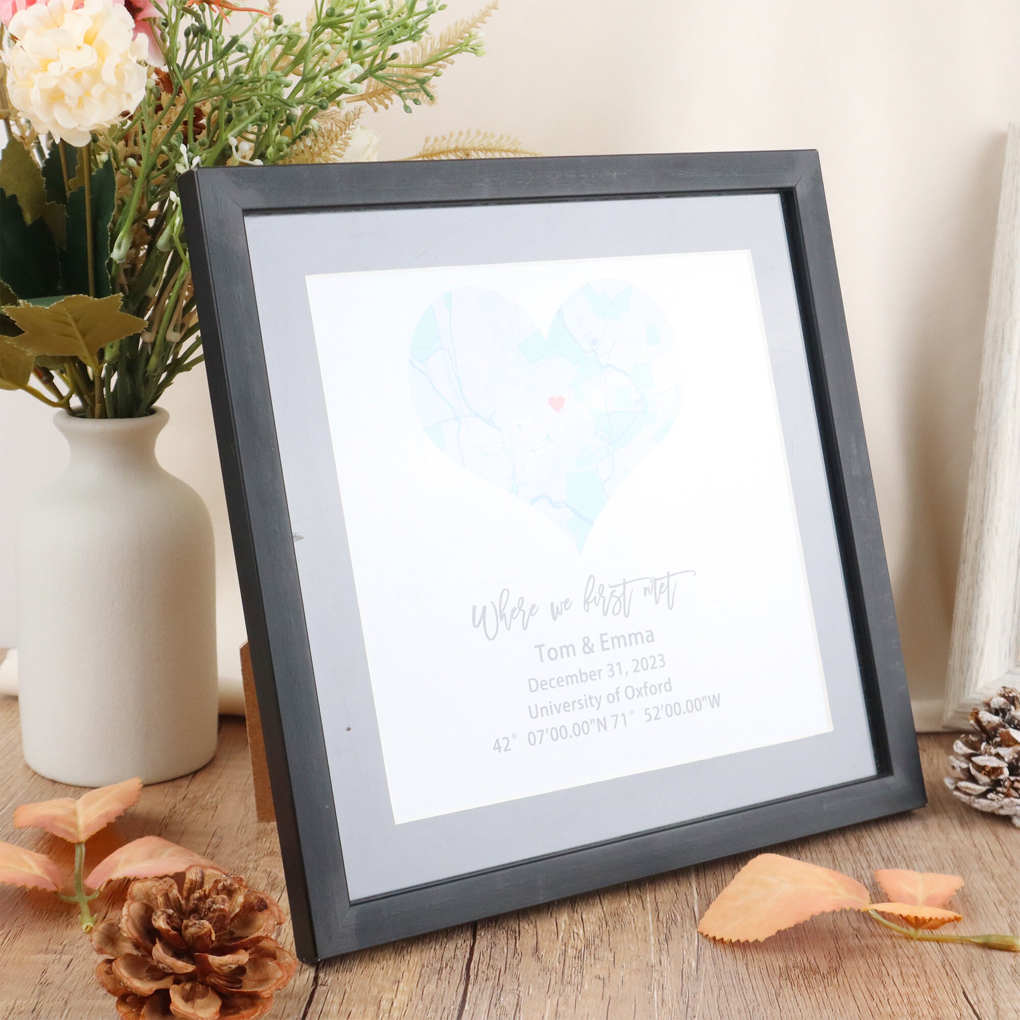 Personalized Map Photo Frame, Custom Map Print, Wedding Gift ...