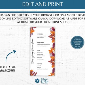 Editable Thanksgiving Dinner Menu Template Printable Instant Download ...