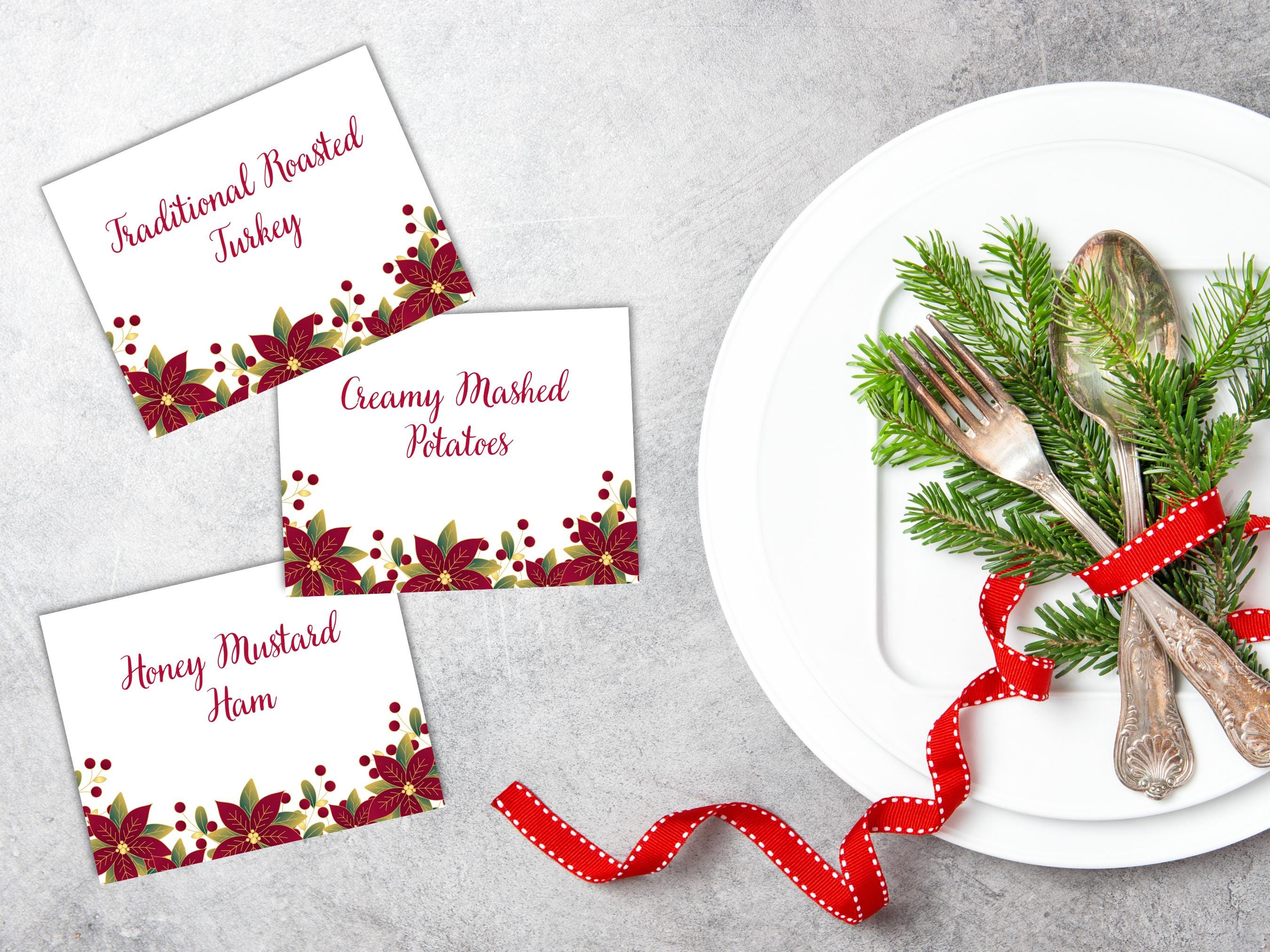 Editable Christmas Buffet Cards Template Holiday Poinsettia Buffet ...