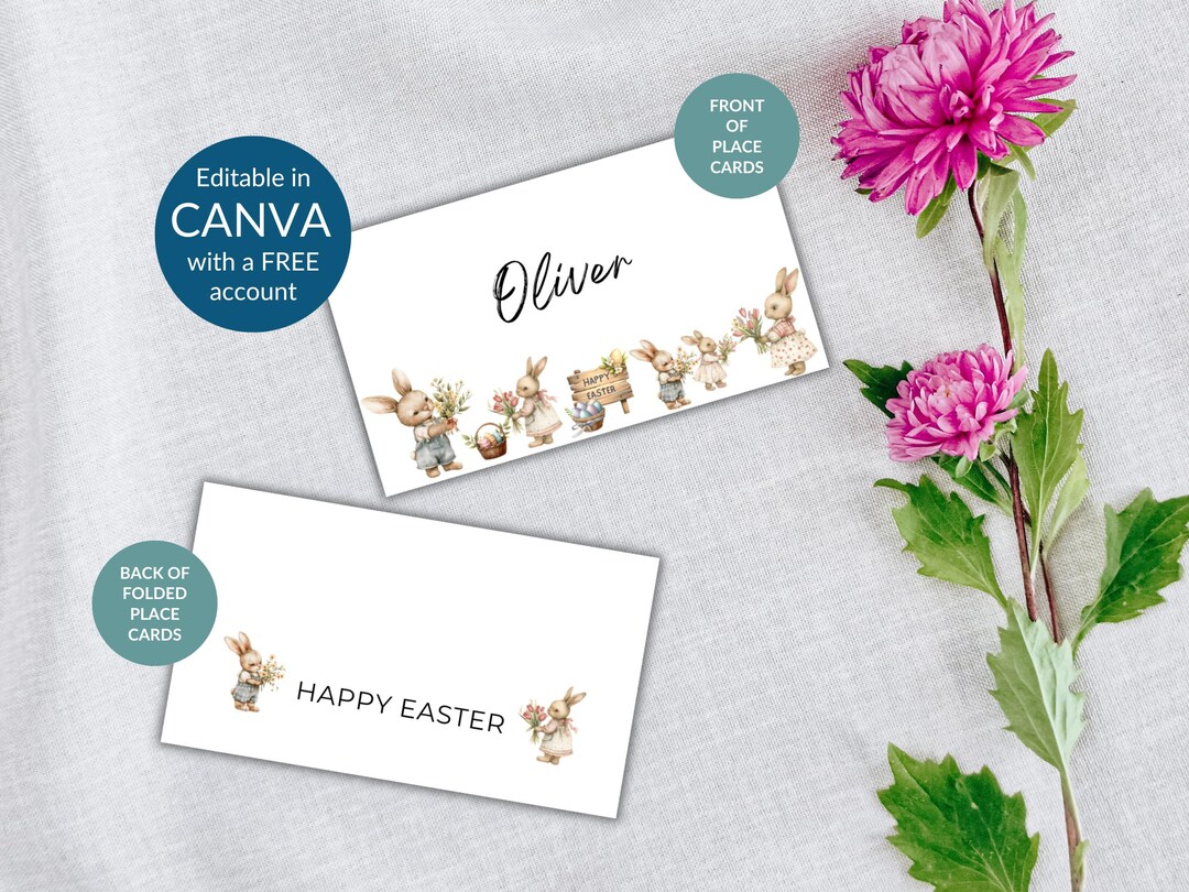 Editable Easter Dinner Place Cards, Printable Easter Brunch Name Cards ...