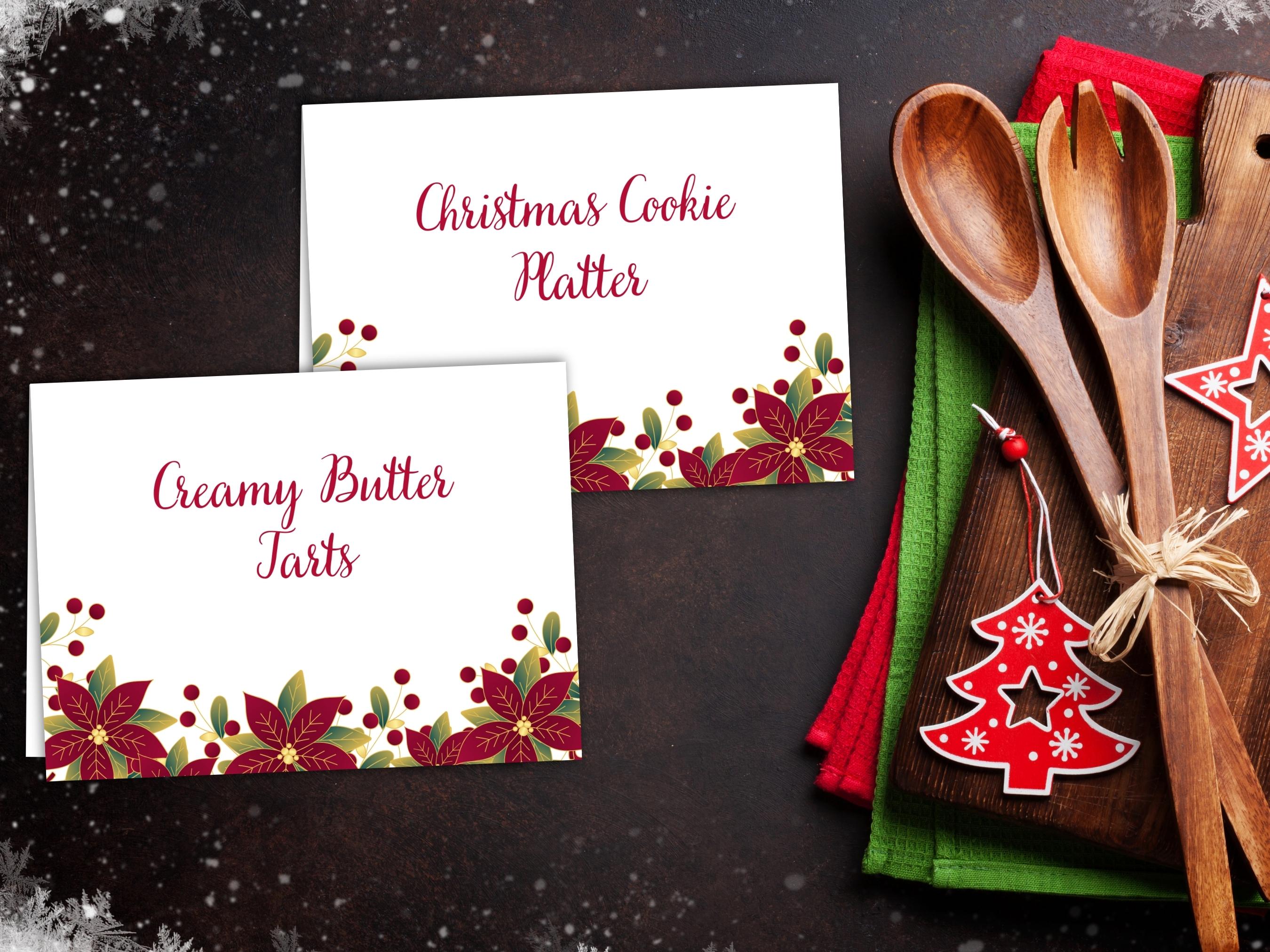 Editable Christmas Buffet Cards Template Holiday Poinsettia Buffet ...