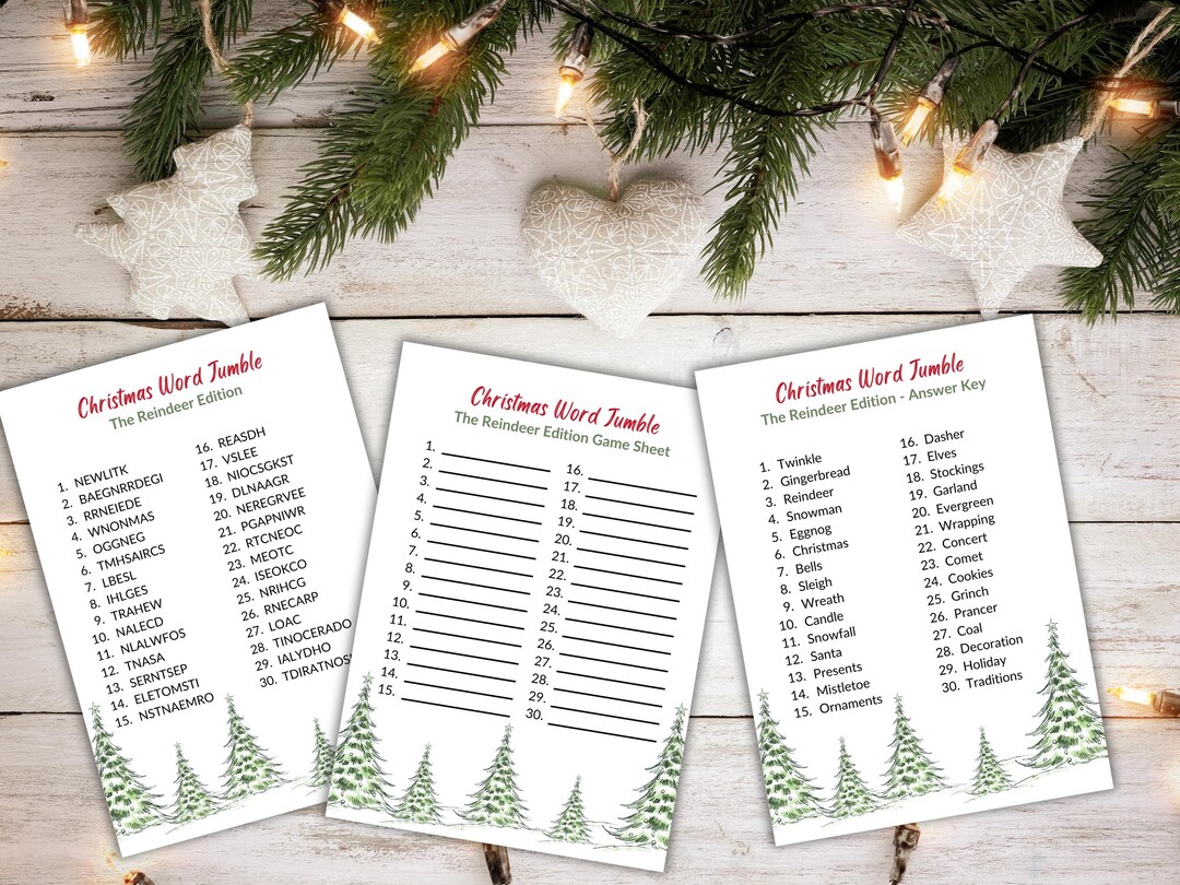 Christmas Word Jumble Game Printable Holiday Party Game Fun Christmas ...