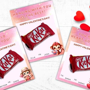 Editable Monkey Classroom Valentine Exchange Cards Printable Kids Cute ...