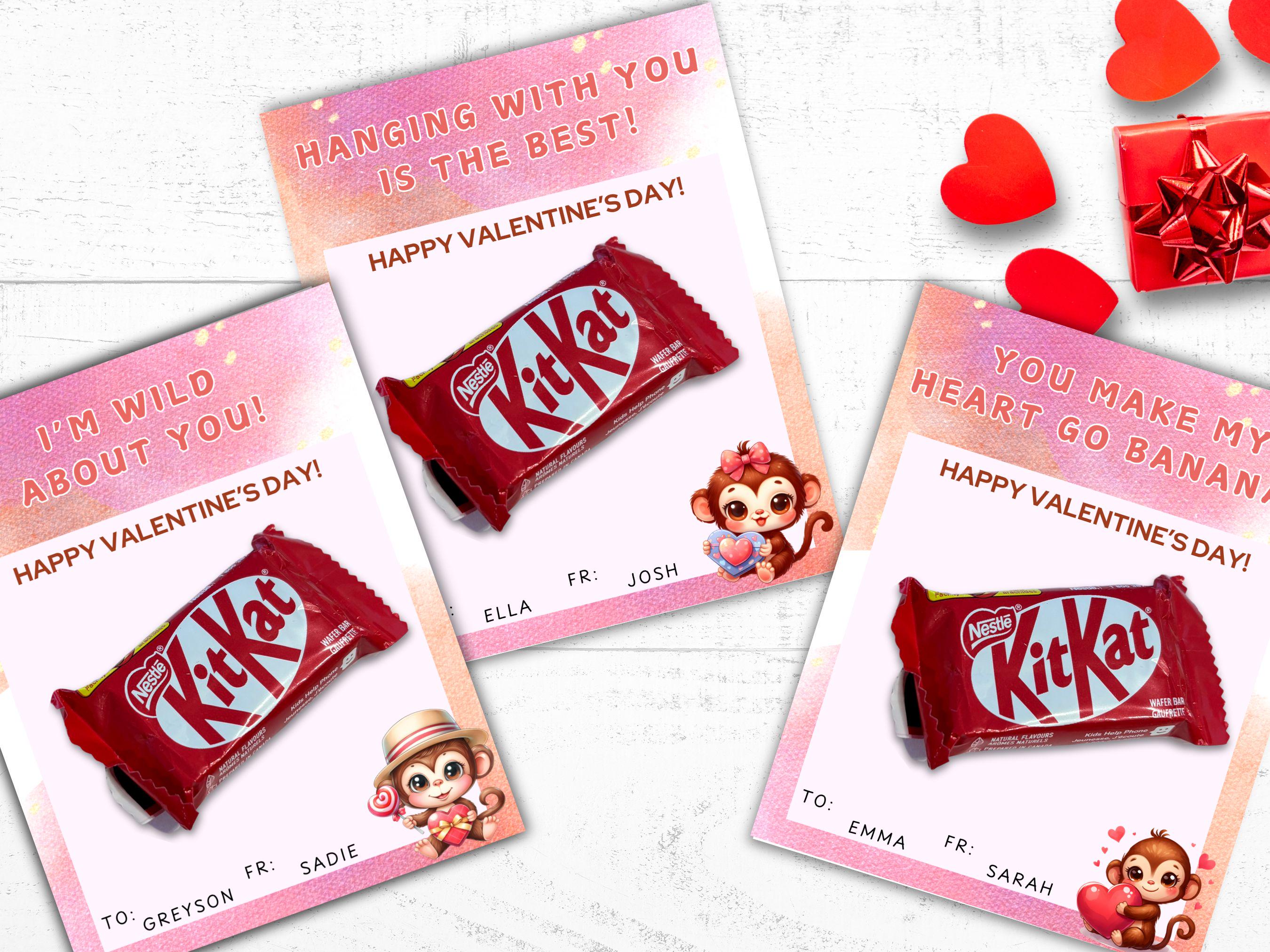 Editable Monkey Classroom Valentine Exchange Cards Printable Kids Cute ...