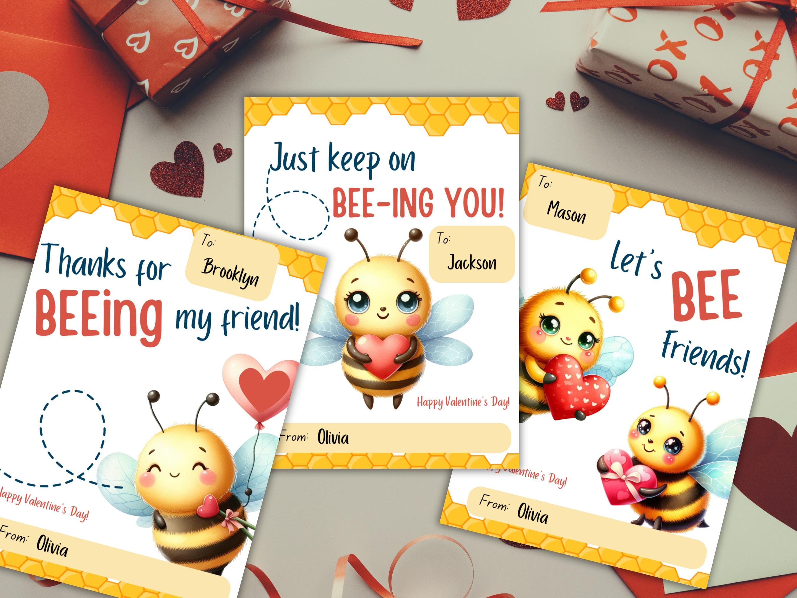 Editable Bee Mine Valentine Class Card Cute Bee Printable Valentines ...