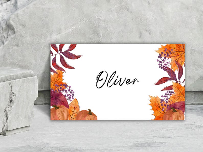 Editable Thanksgiving Place Card Template, Fall Floral Theme Dinner ...