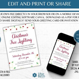 Editable Christmas Tree Lighting Invitation Simple Christmas Lights ...