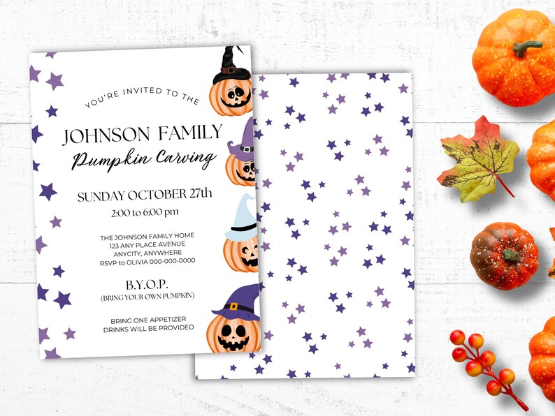 Pumpkin Carving Party Invitation, Watercolor Halloween, Editable ...