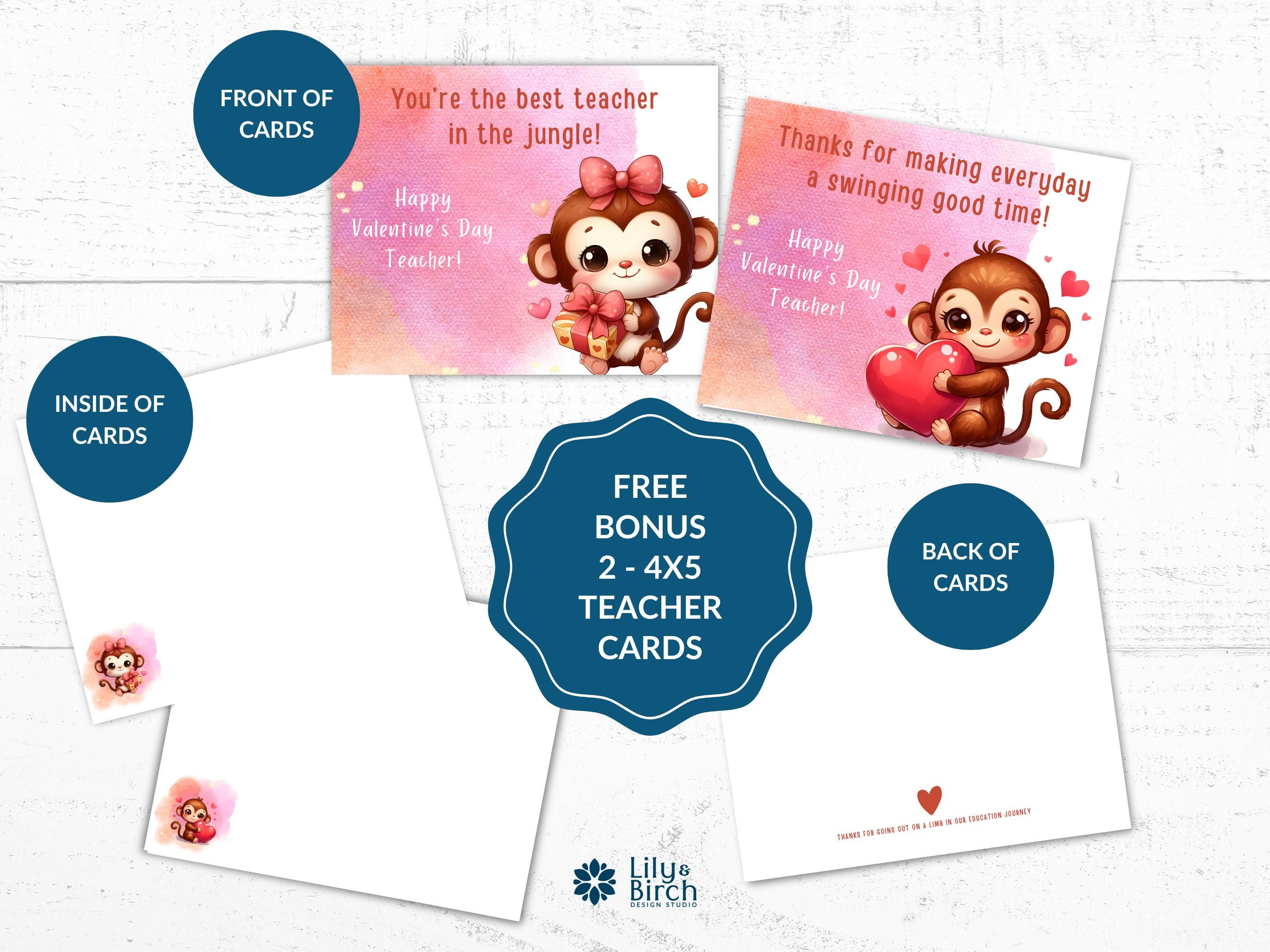 Editable Monkey Valentine Class Cards Printable Kids Exchange Cards ...