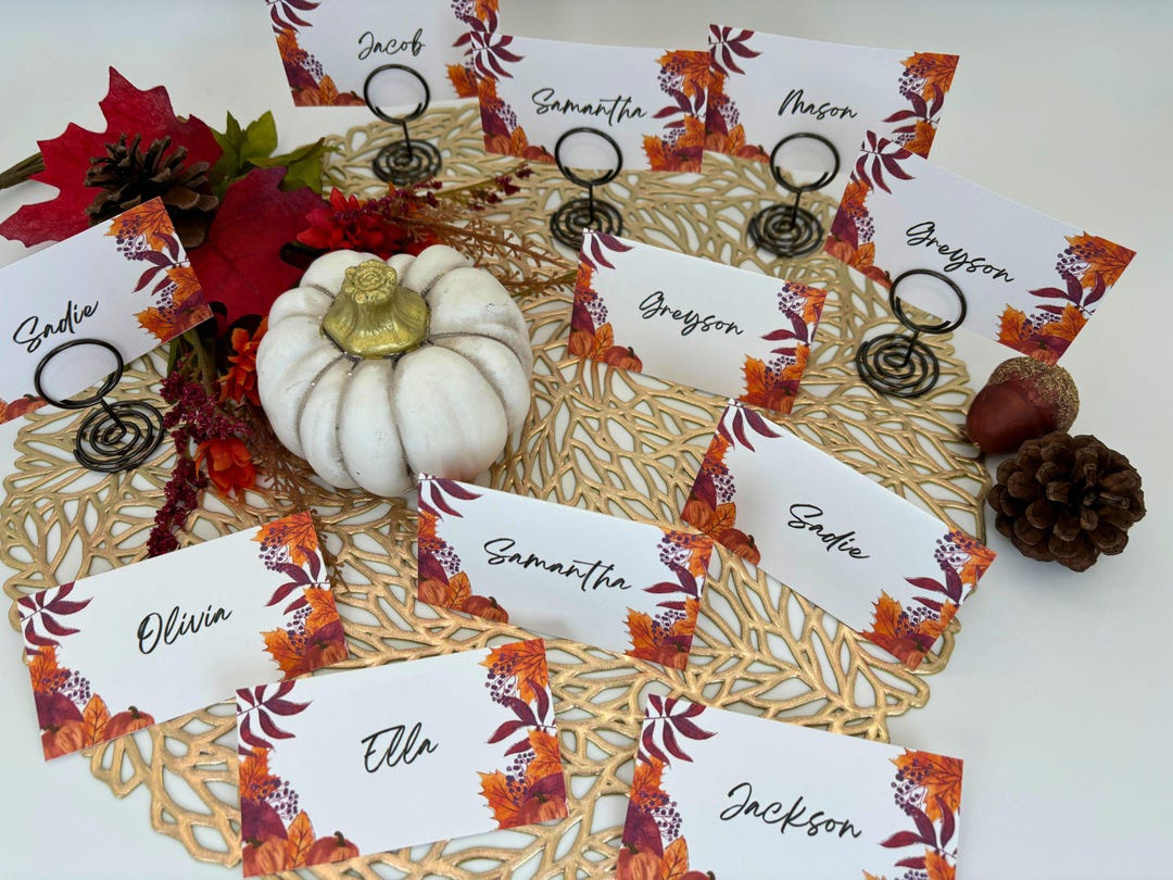 Editable Thanksgiving Place Card Template, Fall Floral Theme Dinner ...