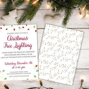 Editable Christmas Tree Lighting Invitation Simple Christmas Lights ...
