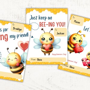 Editable Bee Valentine Cards for Classroom Exchange (digital Download ...