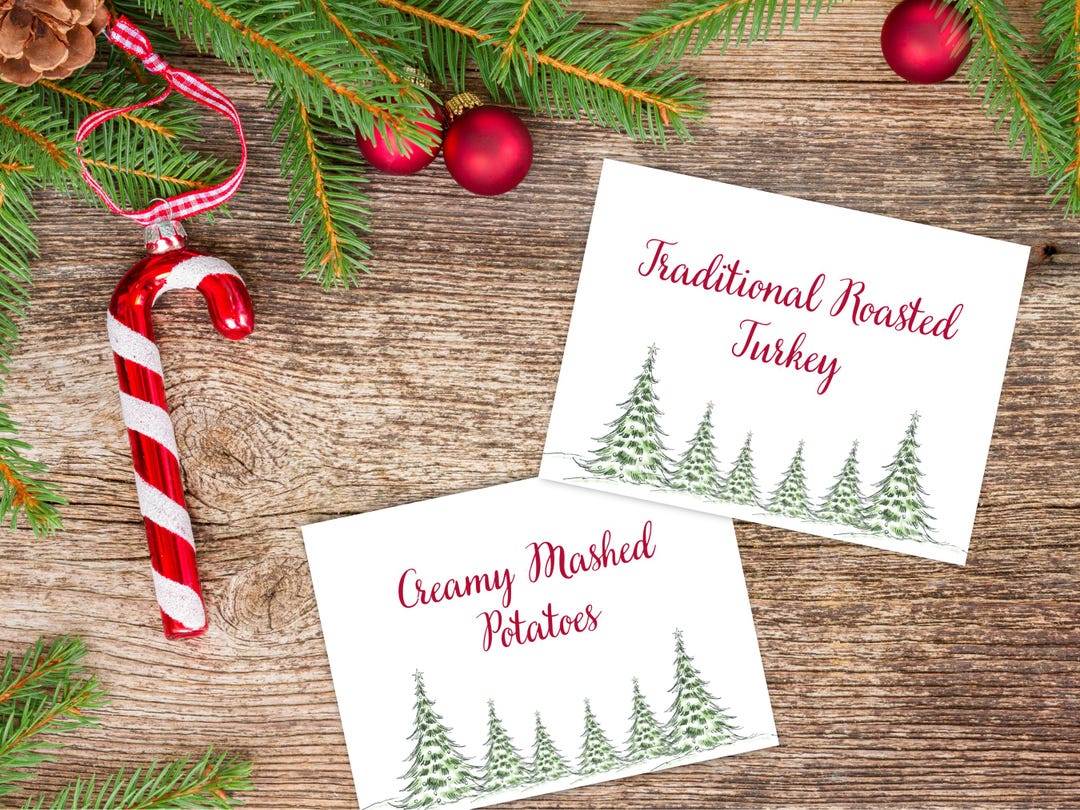 Editable Christmas Buffet Cards Template Printable Holiday Place Cards ...